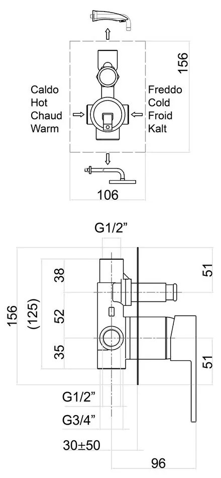 Matně černá podomítková sprchová baterie (2 výstupy) Latus – Sapho