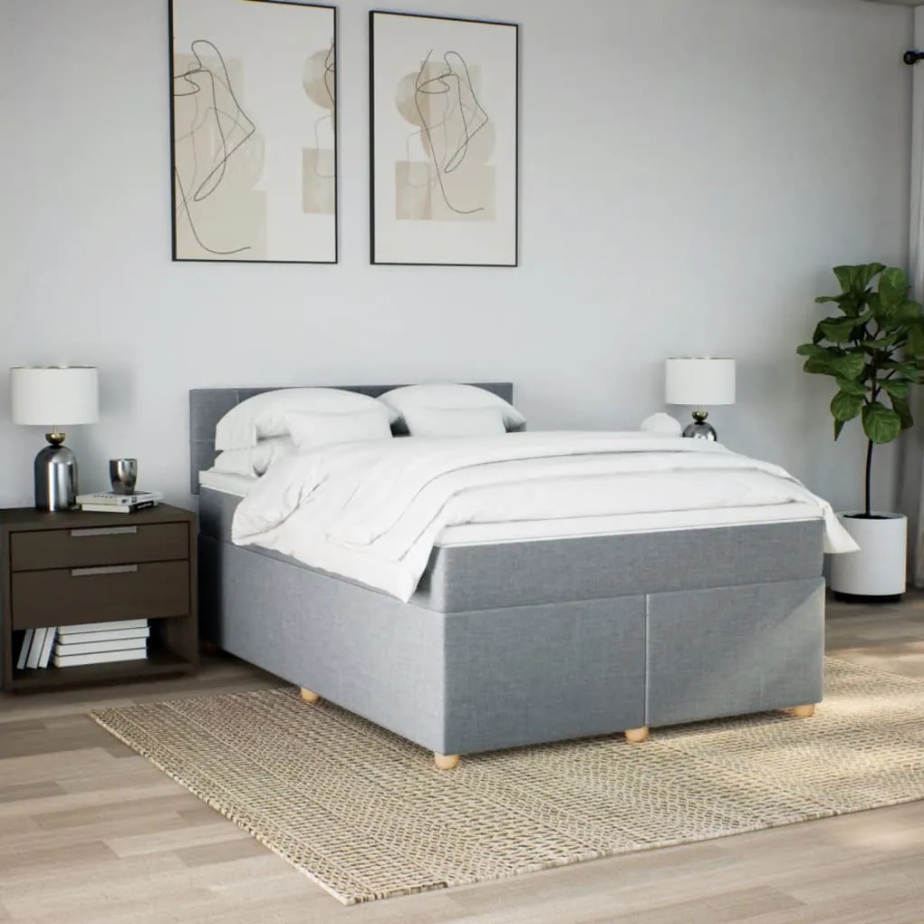 Box spring postel s matrací světle šedá 160 x 200 cm textil 3286731