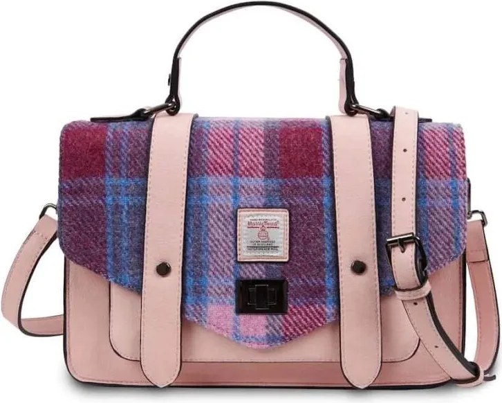 Kabelka The Large Satchel Pink and Blue Tartan - Islander