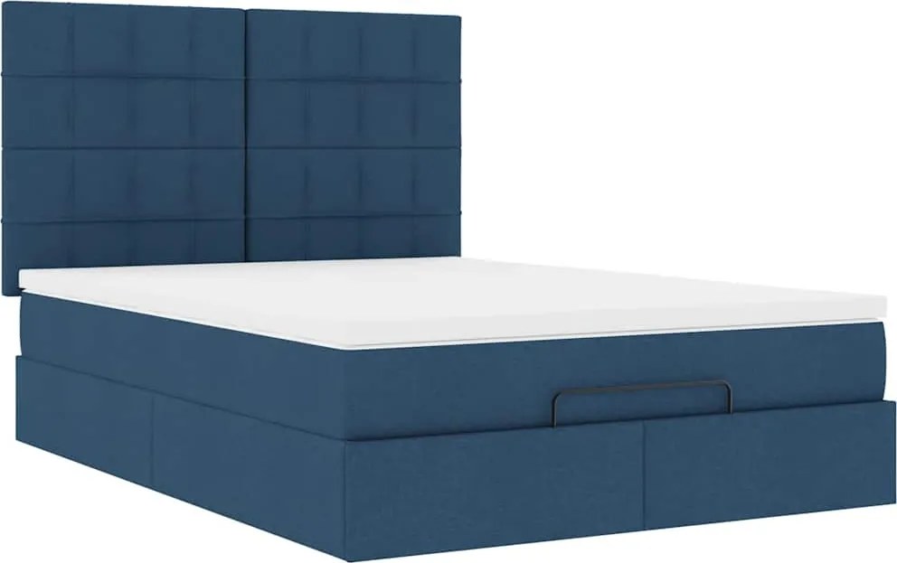 Osmanský rám postele s matrací modrá 140x200cm textil 3313167