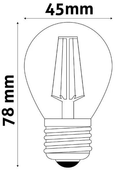 Prémiová retro LED žárovka E27 6W 806lm G45 denní, filament, ekv. 60W, 3 roky