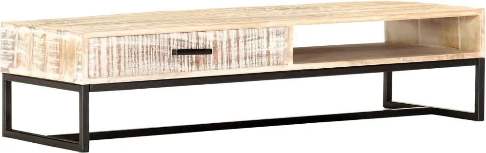 Konferenční stolek bílý Frederick - 117 x 50 x 30 cm | masivní akáciové dřevo