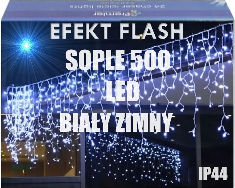 Sople 500 Led Závěsná Venkovní Osvětlení IP44 Bílá Studená Studená Flash