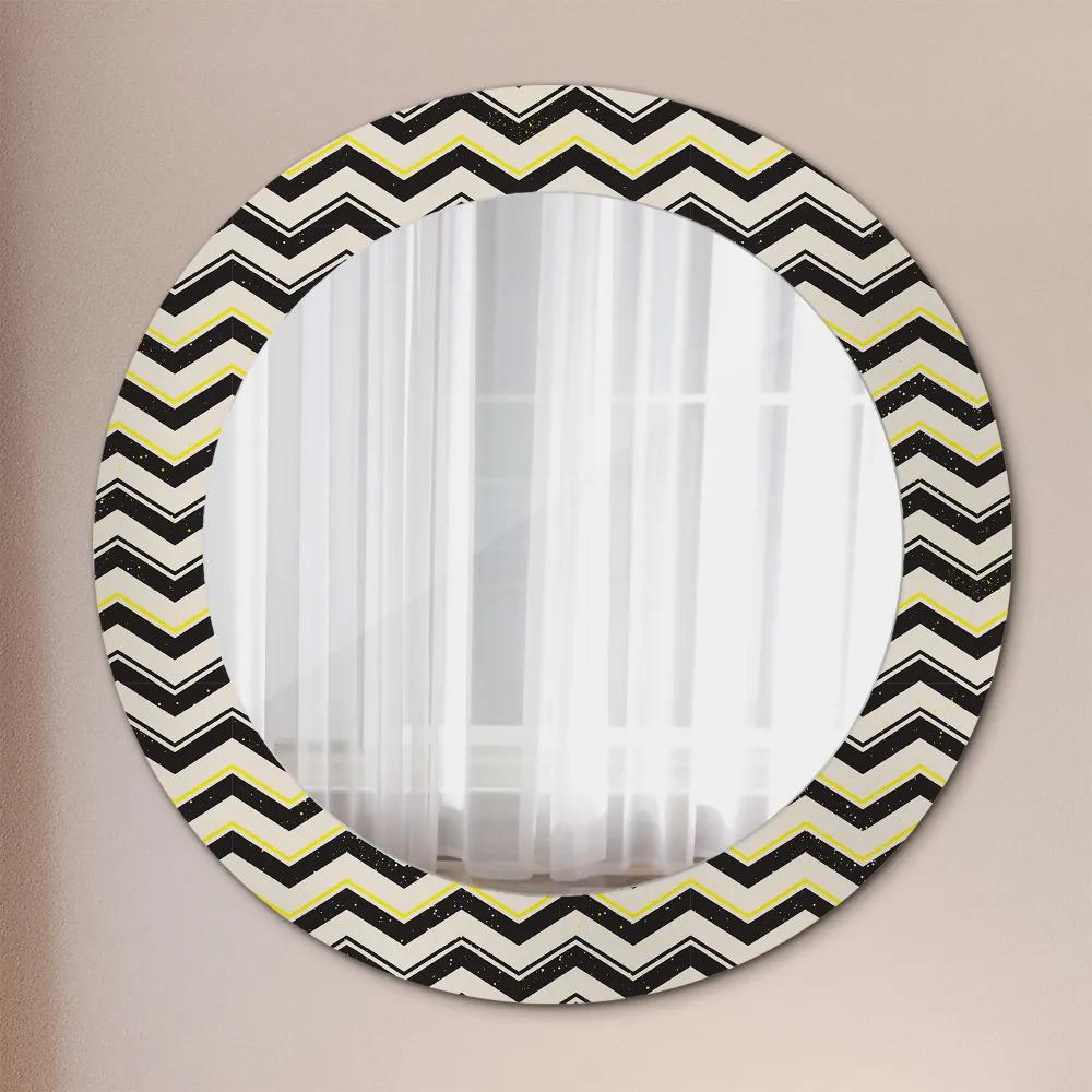 Kulaté zrcadlo tištěný rám Zigzag vzor fi 60 cm