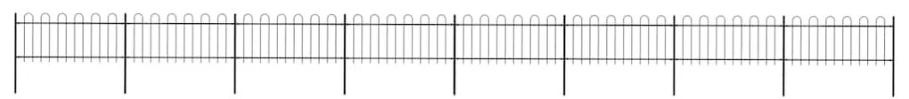 Zahradní plot s obloukem nahoře ocelový 1339 x 80 cm černý 277654