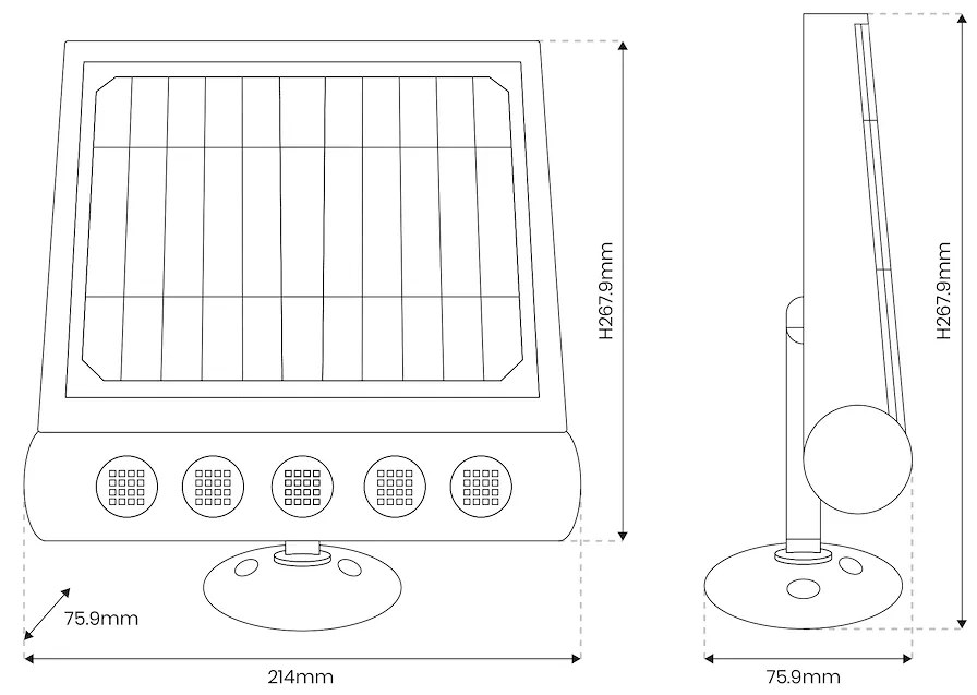 Exteriérové ​​solární LED svítidlo Talent, 4x LED 8w, černá, pohybový senzor