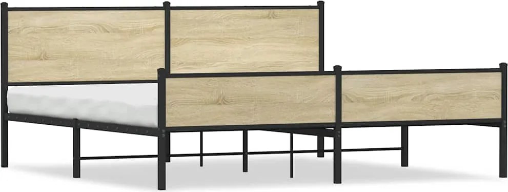 Kovový rám postele bez matrace dub sonoma 193 x 203 cm 3301403