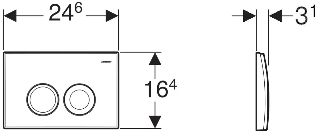 Geberit Delta25, ovládací tlačítko splachování, alpská bílá, 115.125.11.5