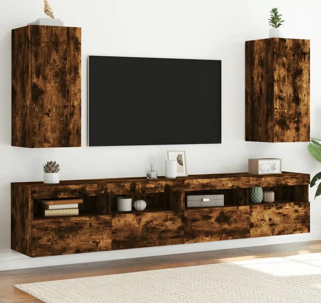 vidaXL Nástěnné TV skříňky s LED 2 ks 30,5 x 35 x 70 cm [837243] Barva: dub sonoma