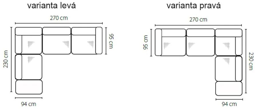 STAGRA Lotta Rohová sedací souprava oranž - pravý/levý roh_ polohovací sedáky_Výběr z mnoha barevných variant