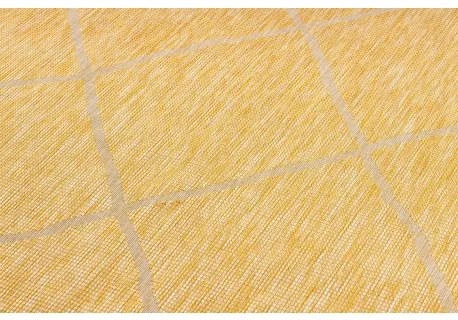 koberec SISAL PATIO 3075 diamanty ploché tkaní žlutá / béžový velikost 175x270 cm | krásné koberce cz