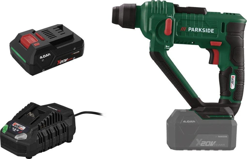 Parkside® Aku vrtací kladivo Pabh 20-Li D4, Smart 4 Ah