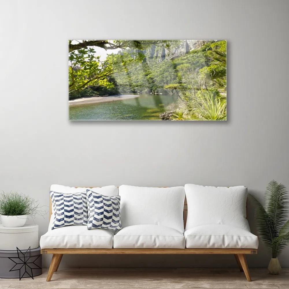 akrylový obraz Jezero Příroda 100x50 cm
