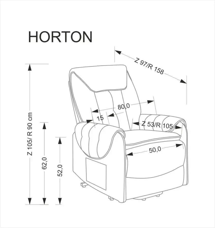 Čalouněné polohovatelné křeslo HORTON šedé