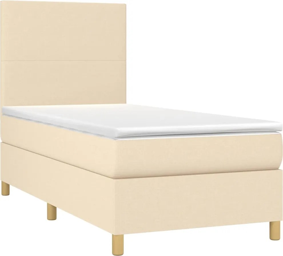 Box spring postel s matrací a LED krémová 90x190 cm textil 3135242