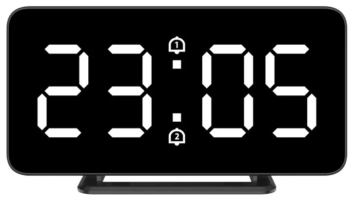 JVD Digitální černý budík do el. sítě JVD SB3216.2 s bílými LED číslicemi