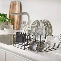 Odkapávač na nádobí, kovový, černý