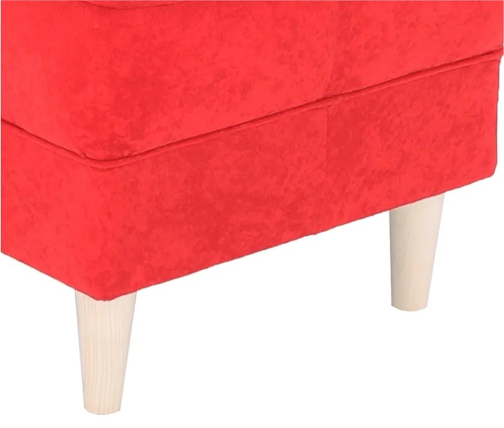 Relaxační křeslo ušák s taburetem ASTRID —  dřevo/látka, více barev Červená