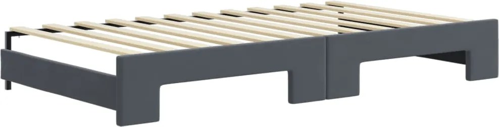 Válenda s přistýlkou a matracemi tmavě šedá 100 x 200 cm samet 3196961