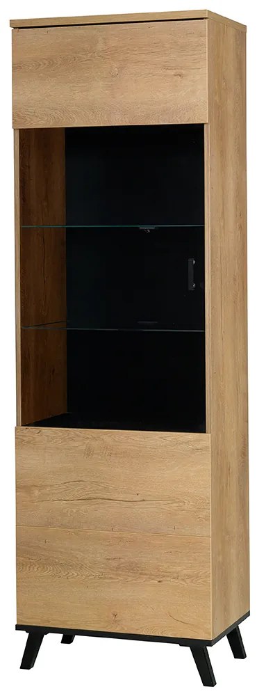 Obývací stěna JOHN II | 6 dílů | sestava C | 464 cm + stolek 101x61 cm | komoda dub lefkas světlý/černá