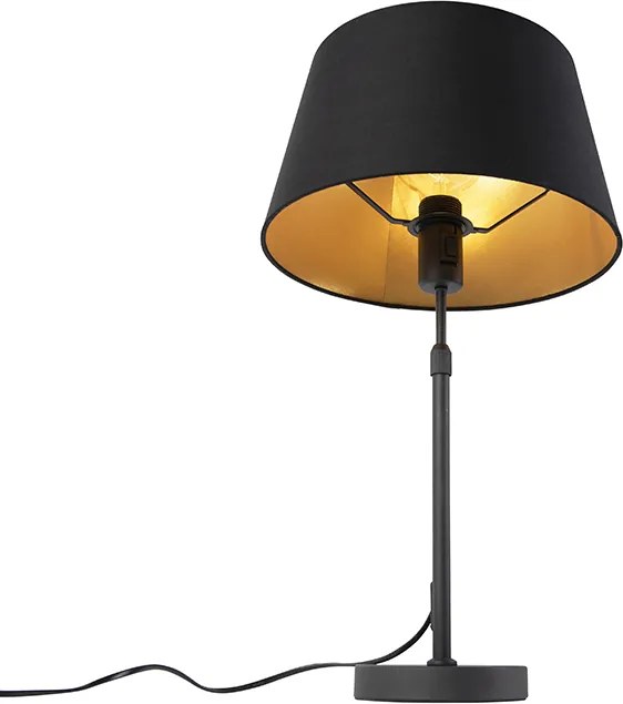 Stolní lampa černá s stínidlem černým se zlatem 35 cm - Parte