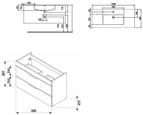 JIKA Cube skříňka s umyvadlem 100 cm, bílá, H4536521763001