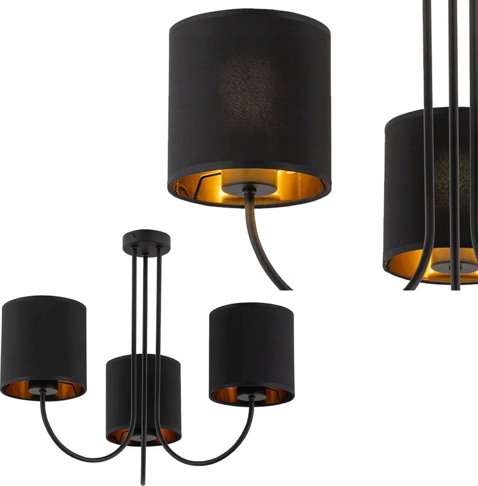 Trojitá klasická černá závěsné stropní svítidlo Torens 4594 Tk Lighting