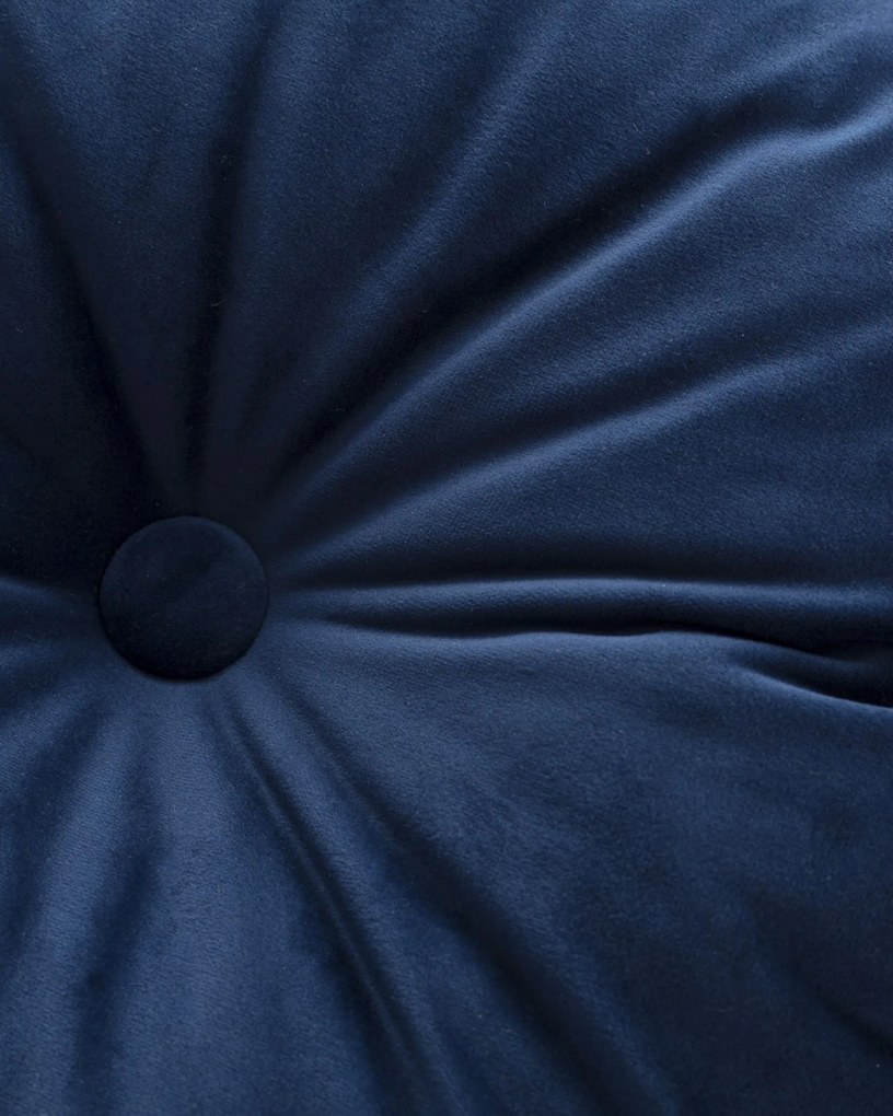 Sametový polštář s knoflíkem barva tmavě modrá látka lesklé, sametová