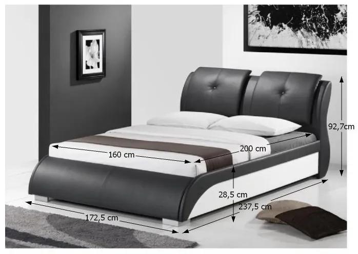 Tempo Kondela Manželská postel, s roštem, ekokůže černo/bílá, 160x200, TORENZO 0000033959