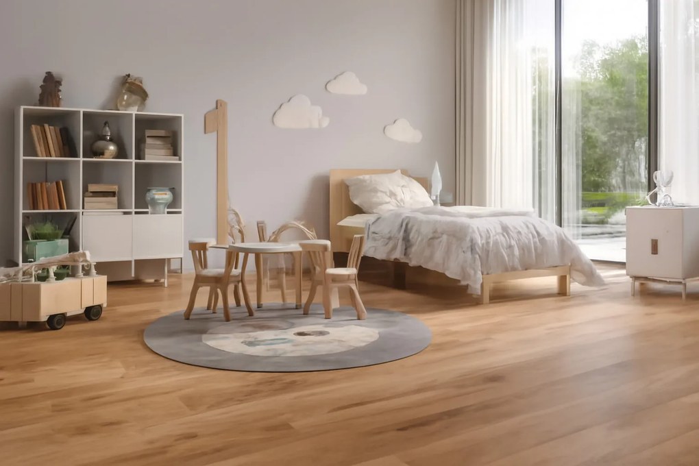 Beaulieu International Group, PVC podlaha - lino Polo 2127, na míru, šíře 2m,4m, hnědá, pěna, dětský pokoj