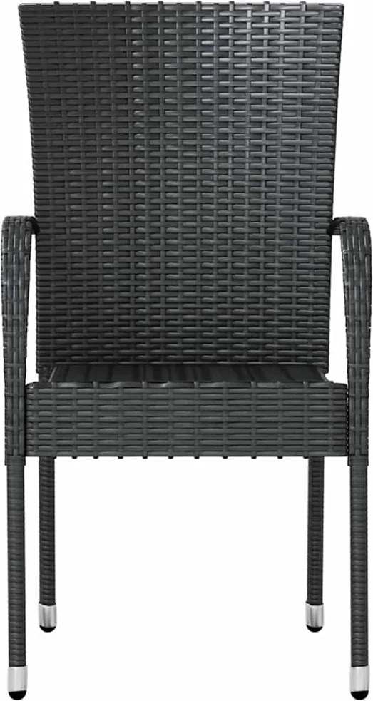 3dílný zahradní jídelní set polyratan černý 3098028