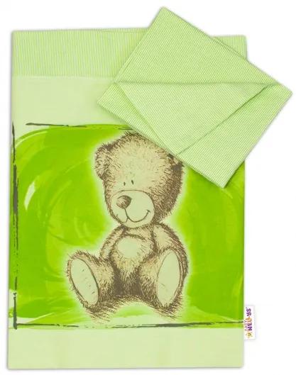 Baby Nellys Baby Nellys 2-dílné povlečení do kolébky 90x80 cm, Sweet Dreams by Teddy - zelená