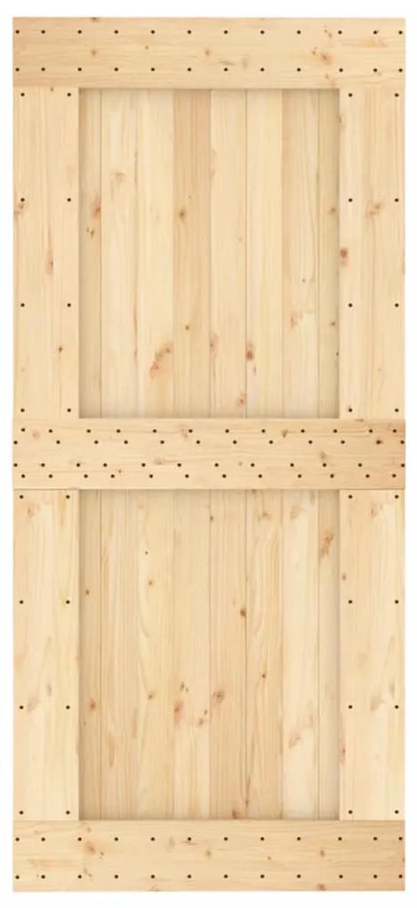 Posuvné dveře s kováním 95 x 210 cm masivní borové dřevo,  3203149