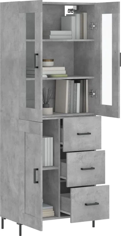 Skříň highboard betonově šedá 69,5x34x180 cm kompozitní dřevo 3198661