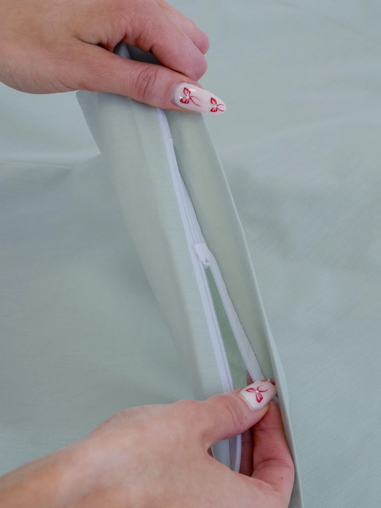 MK Lůžkoviny Francouzské bavlněné povlečení Renforcé - Jasmine šedozelená 220 × 200 cm, 2ks 70 x 90 cm