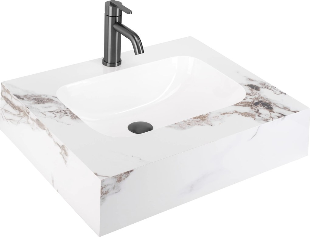 Rea Aresa, nástěnné umyvadlo 600x500x160mm, imitace kamene, REA-U9975