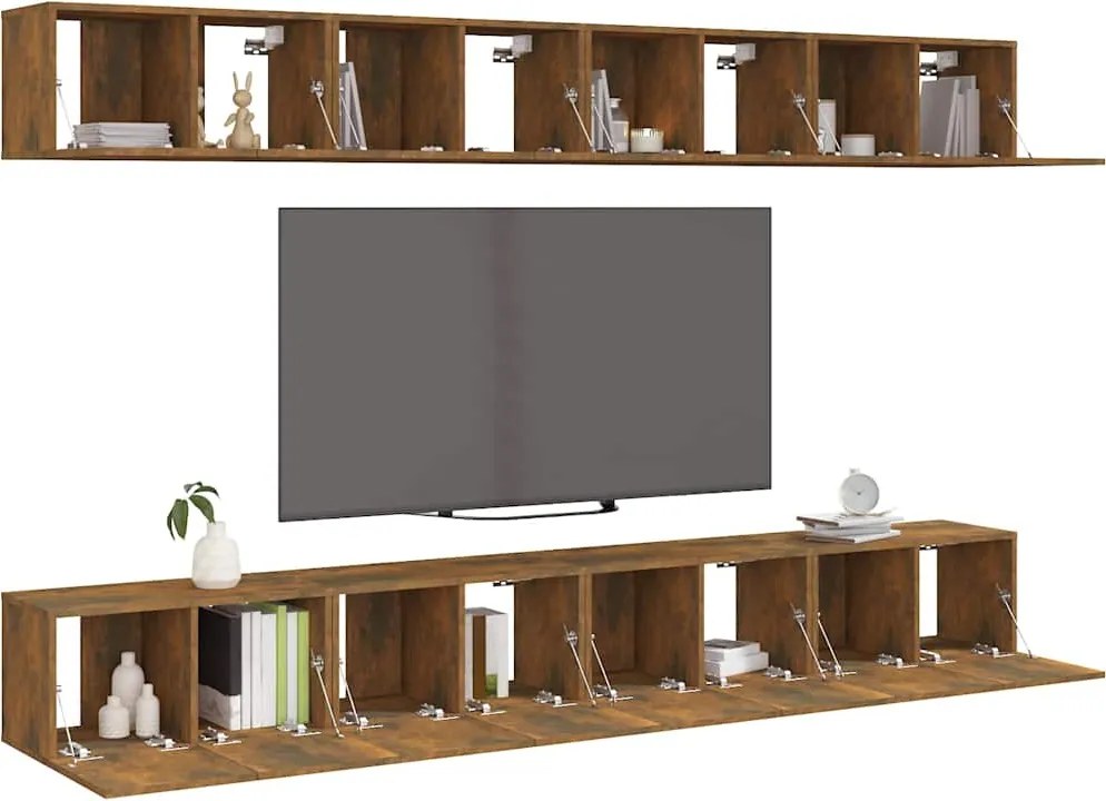 TV skříňky 8 ks kouřový dub 60 x 30 x 30 cm kompozitní dřevo 3120308