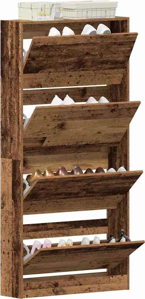 Skříň na obuv 80 x 21 x 163,5 cm Kompozitní dřevo Staré dřevo 3334025