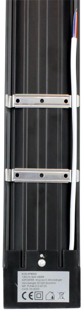 BERGE LED panel MARS - černé svítidlo SLIM - 120cm - 36W - 230V - 3600Lm - studená bílá