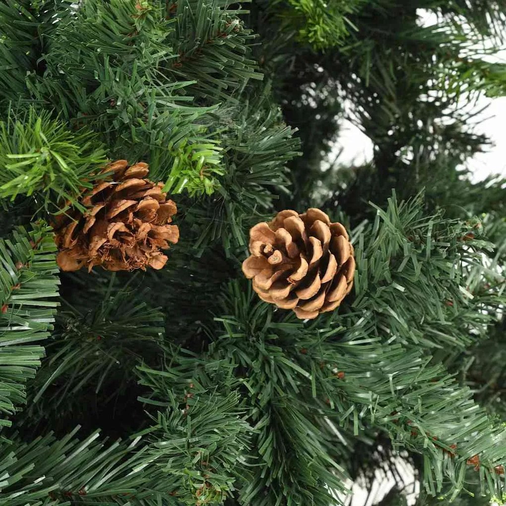 Umělý vánoční stromek s LED osvětlením a šiškami zelený 210 cm 3077745