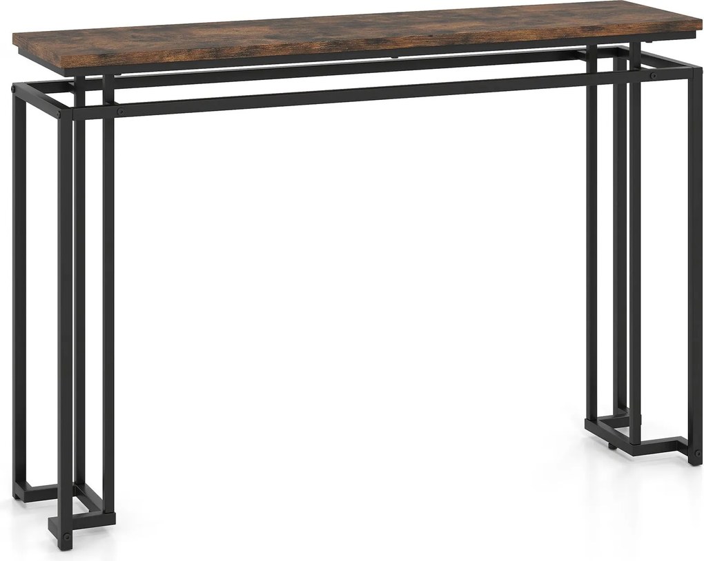 Costway Konzolový stůl úzký s geometrickým kovovým rámem – 120 × 30 × 80,5 cm