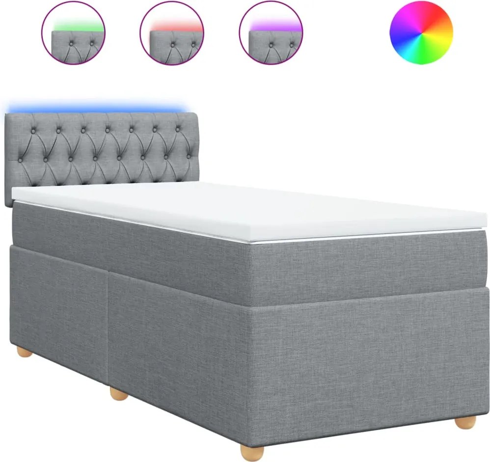 Box spring postel s matrací světle šedá 90x190 cm textil 3288842