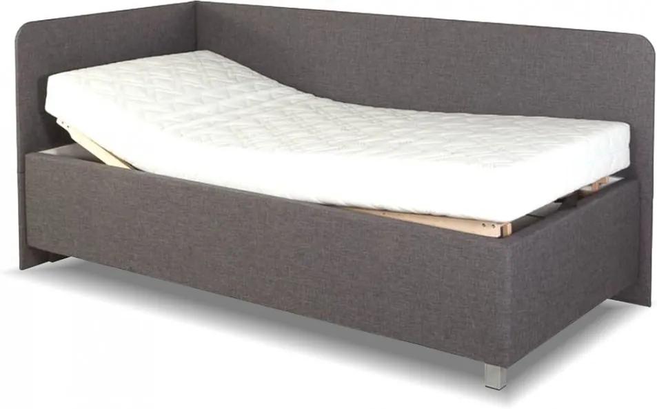 Zvýšená čalouněná postel s úložným prostorem Aleš PROKOND, 80x200 cm, EB - mikroplyš