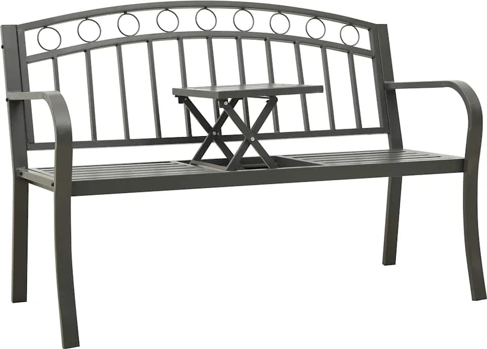 Zahradní lavice se stolkem šedá 120 cm ocel 319585