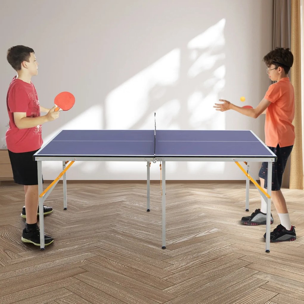 Costway Přenosný stolní tenis set se sítí, 2 raketami a 3 míčky Mini stůl