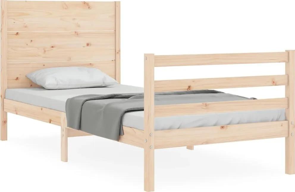 vidaXL Rám postele s čelem 100 x 200 cm masivní dřevo [3194629] Barva: Přírodní