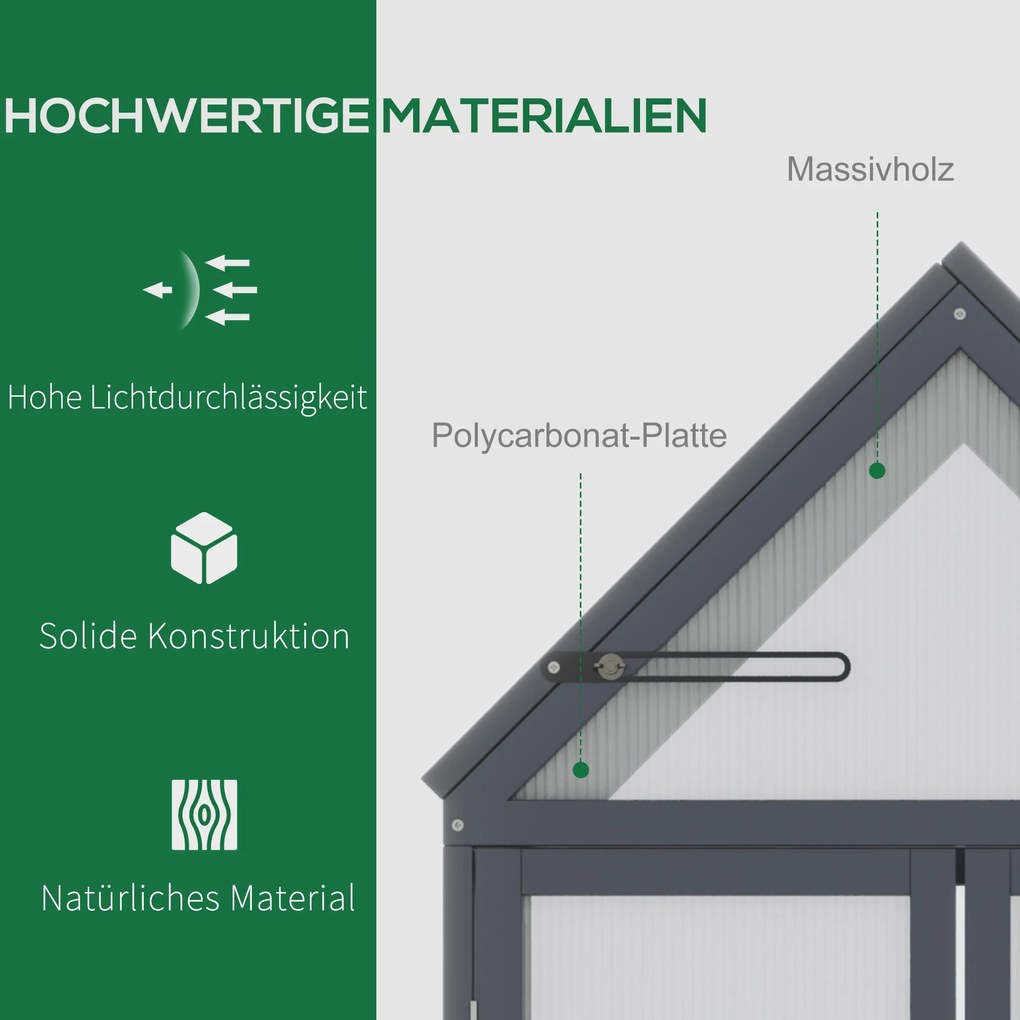 Outsunny Cold Frame Mini Greenhouse 3 Level Greenhouse Plant Bed with Hinged Roof Wooden Double Doors Natural 70,5 x 42 x 132 cm | Aosom