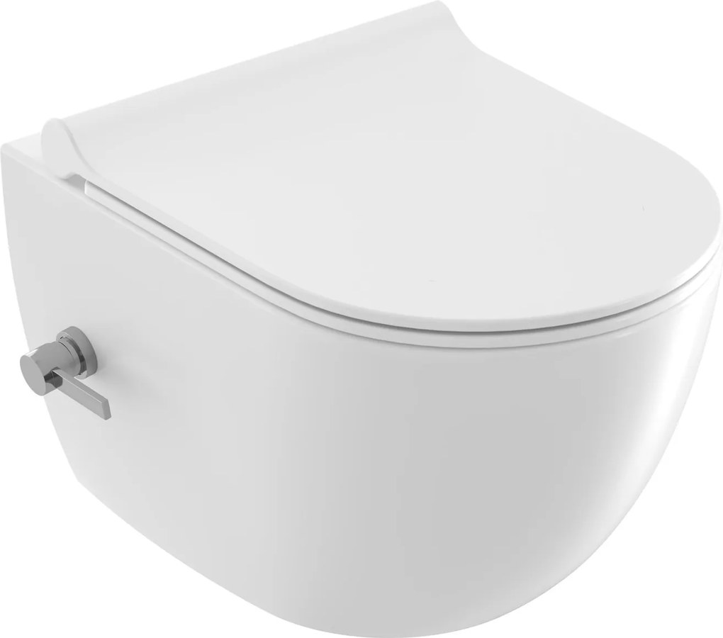 Ravak WC bidet Uni Chrome RimOff závěsný 36 x 51 x 35 cm integrovaná baterie a bidetová sprška bílá X01912