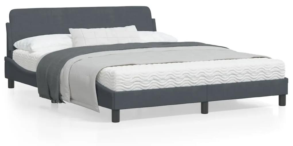 Rám postele s čelem tmavě šedý 160x200 cm samet - Default Title