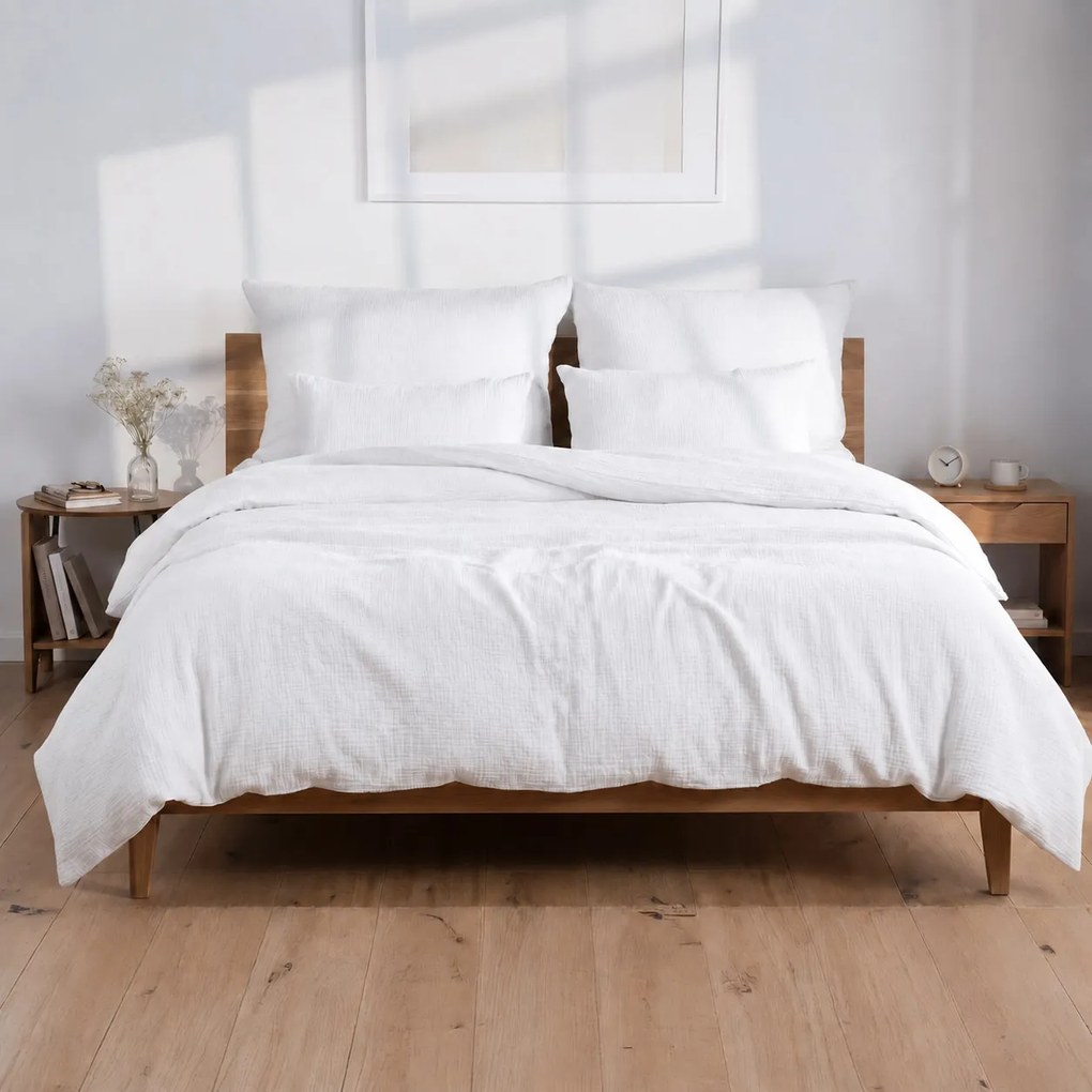 Mušelínové prodloužené povlečení White Velikost: 140 x 220 + 70 x 90